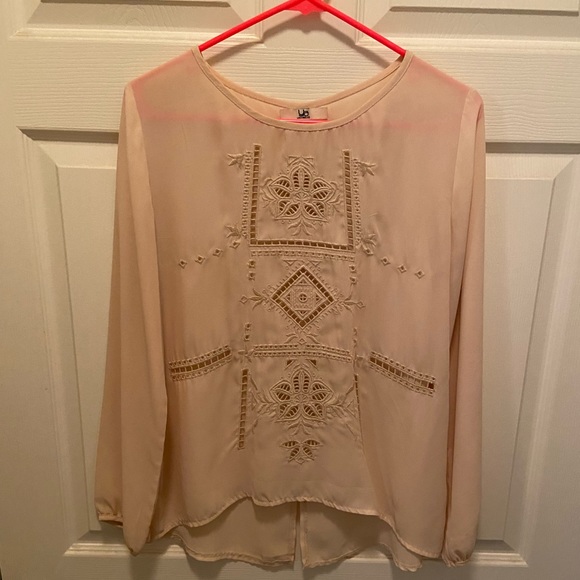 Tops | Cream Colored Longsleeve Laser Blouse | Poshmark